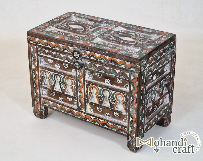 MOROCCAN VINTAGE CHEST, Carved Brown Moroccan Box, Decorative Wood ...