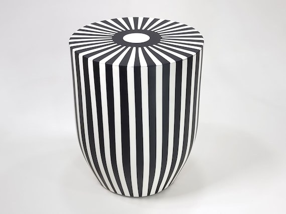 Black and white striped end table store