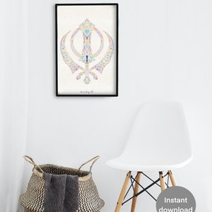 Khanda Wall Art | Floral Khanda Art | Punjabi Wall Art | Instant ...