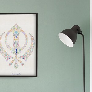 Khanda Wall Art | Floral Khanda Art | Punjabi Wall Art | Instant ...