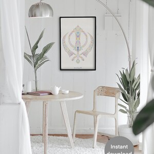 Khanda Wall Art | Floral Khanda Art | Punjabi Wall Art | Instant ...