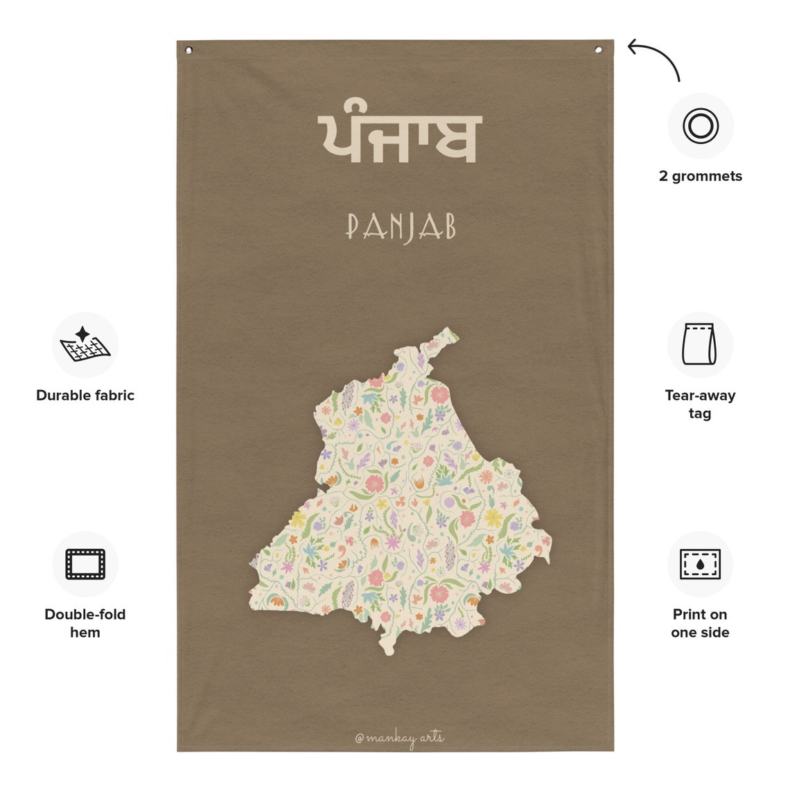 Map of Modern Punjab Flag | New Punjab Map - Etsy Canada