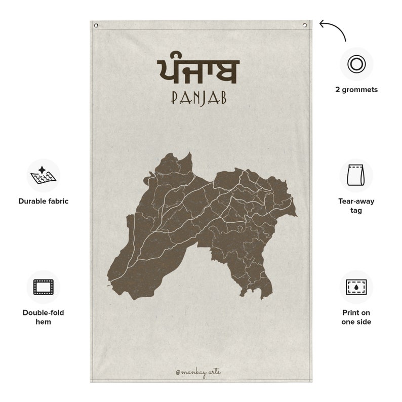 Undivided Panjab Map Flag - Etsy