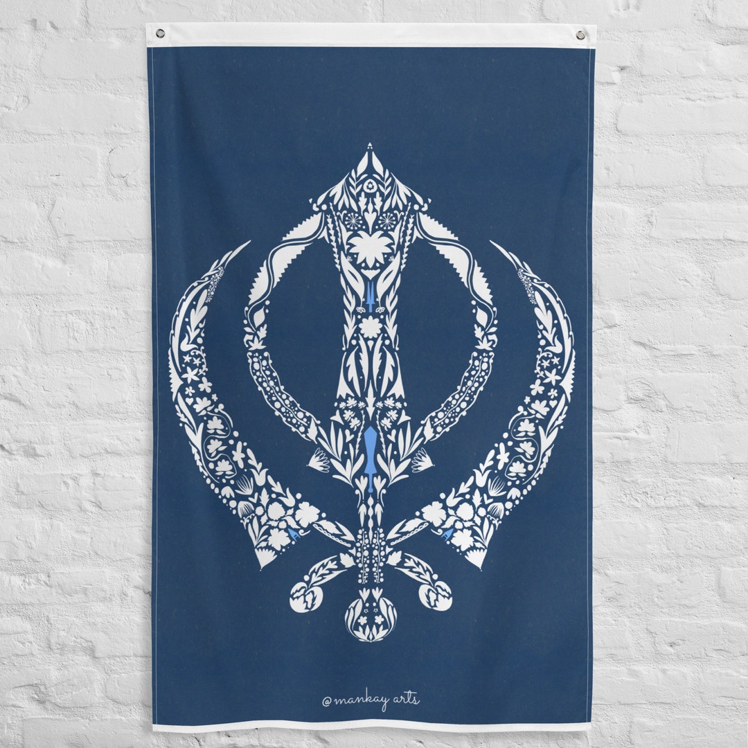 Khanda Flag | Floral Khanda | Blue - Etsy