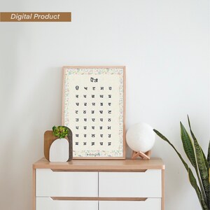 Floral Punjabi Alphabet Chart | Gurmukhi Kids Room Art (instant ...