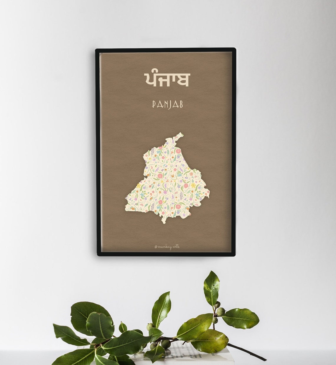 Modern Punjab Map Art, Floral Punjabi Wall Decor (digital Download ...