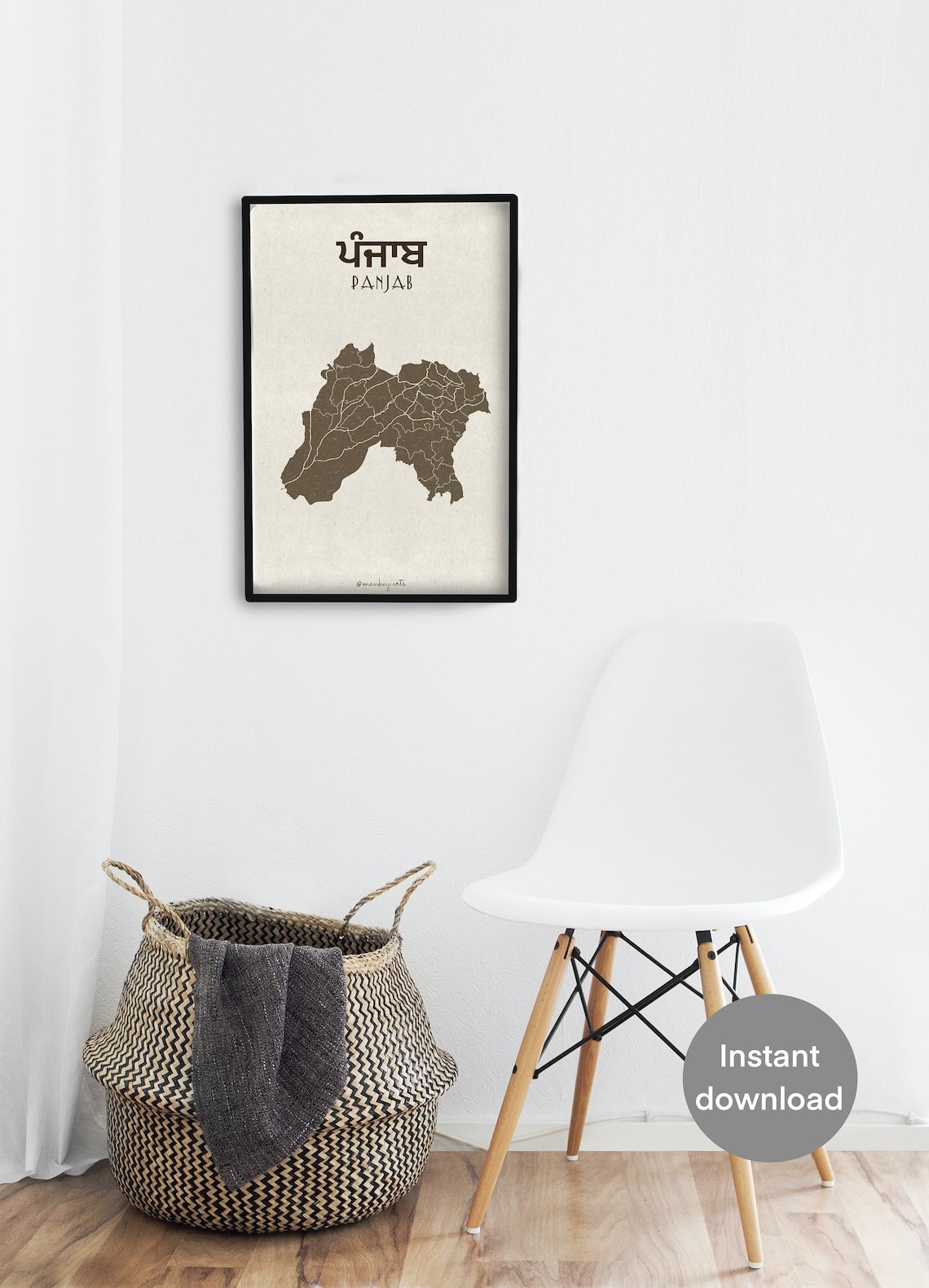 Map of Undivided Panjab Old Panjab Map Punjabi Wall Art Instant ...