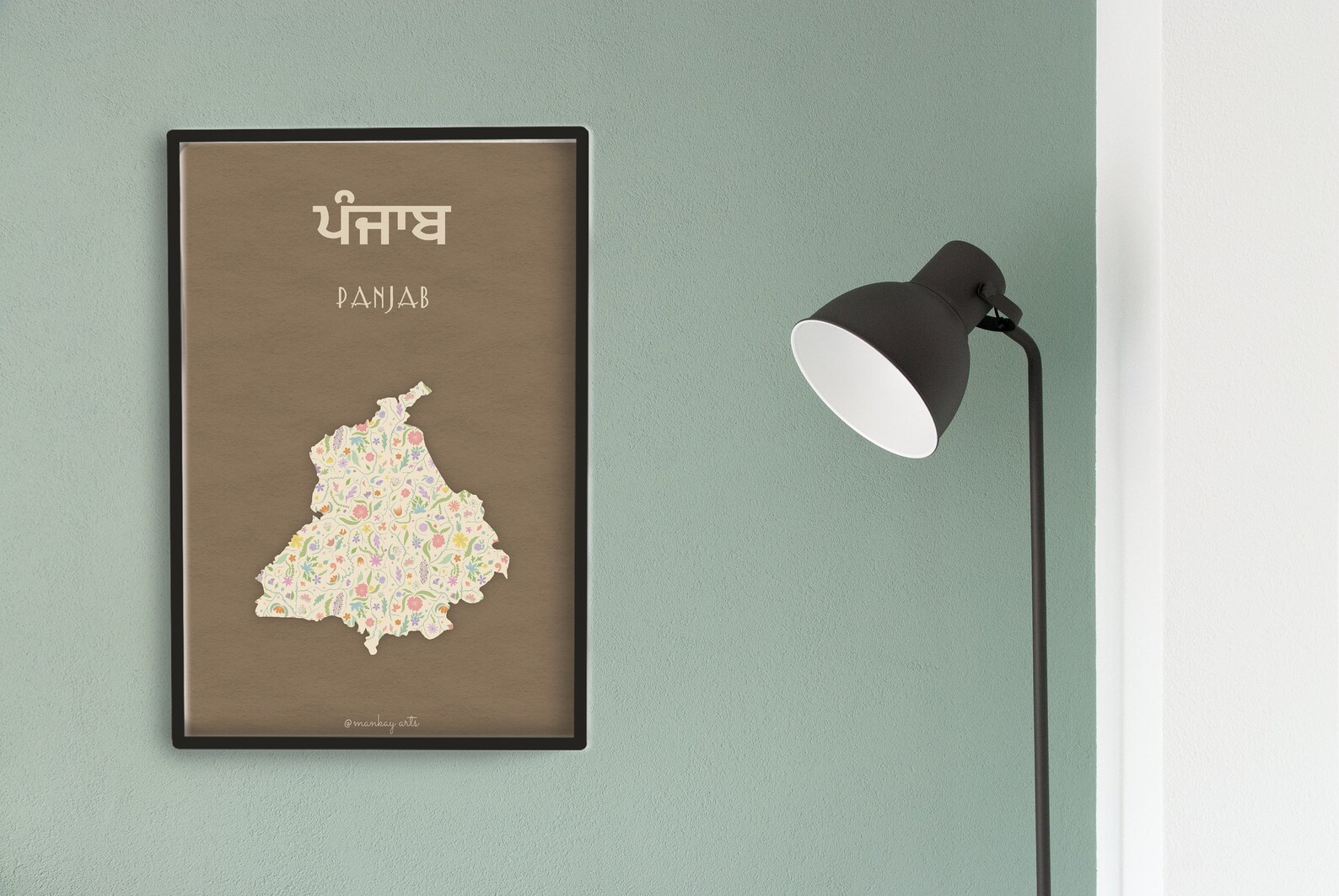Modern Punjab Map Art, Floral Punjabi Wall Decor (digital Download) - Etsy