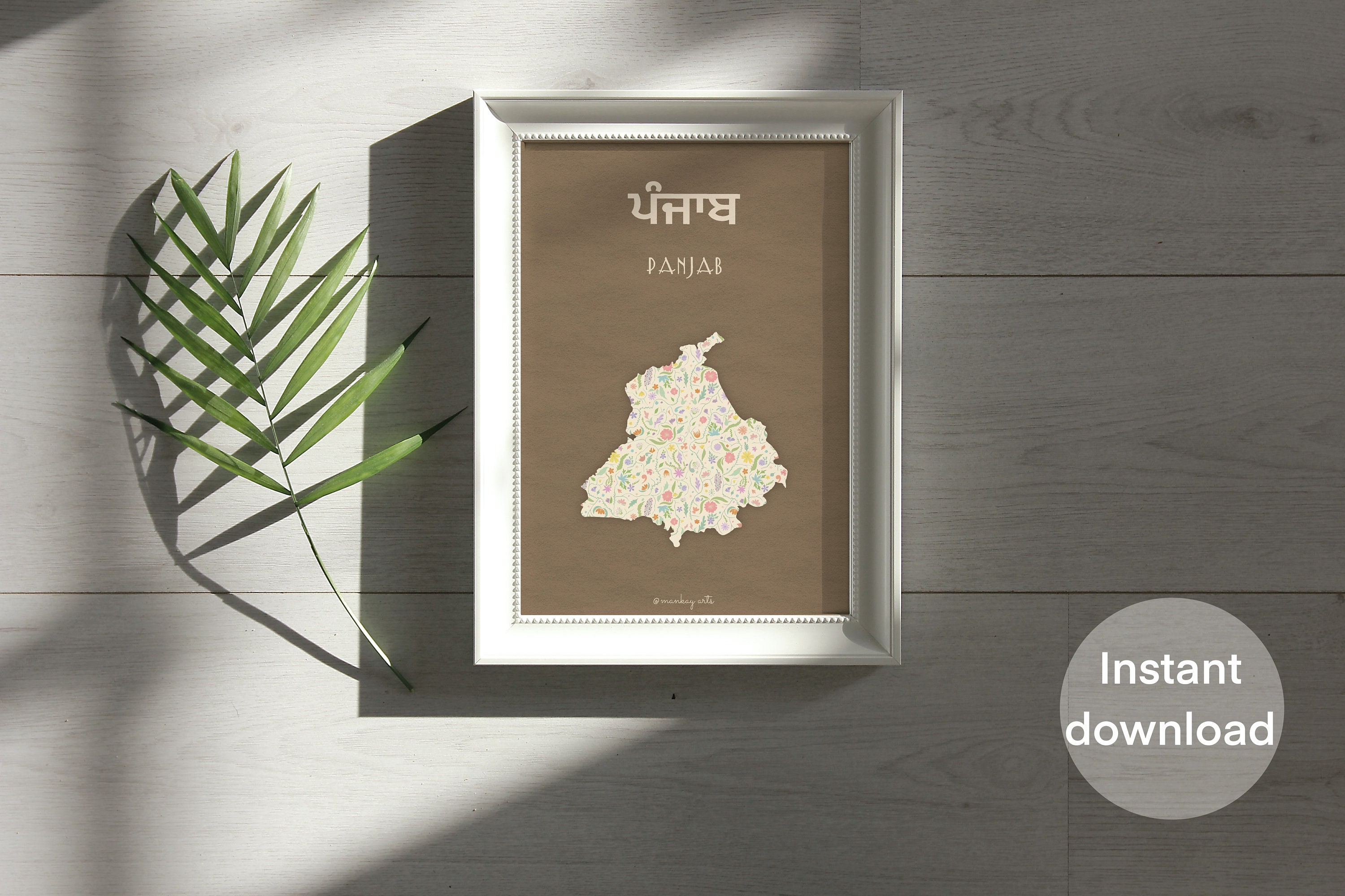 Modern Punjab Map Art, Floral Punjabi Wall Decor (digital Download ...