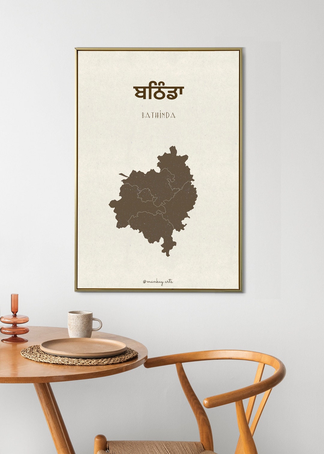 Map of Bathinda District | Punjabi Wall Art | Instant Download - Etsy