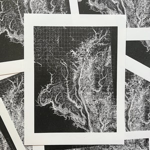 Topographic / Bathymetry Map of Chesapeake Bay With Black Background - Etsy