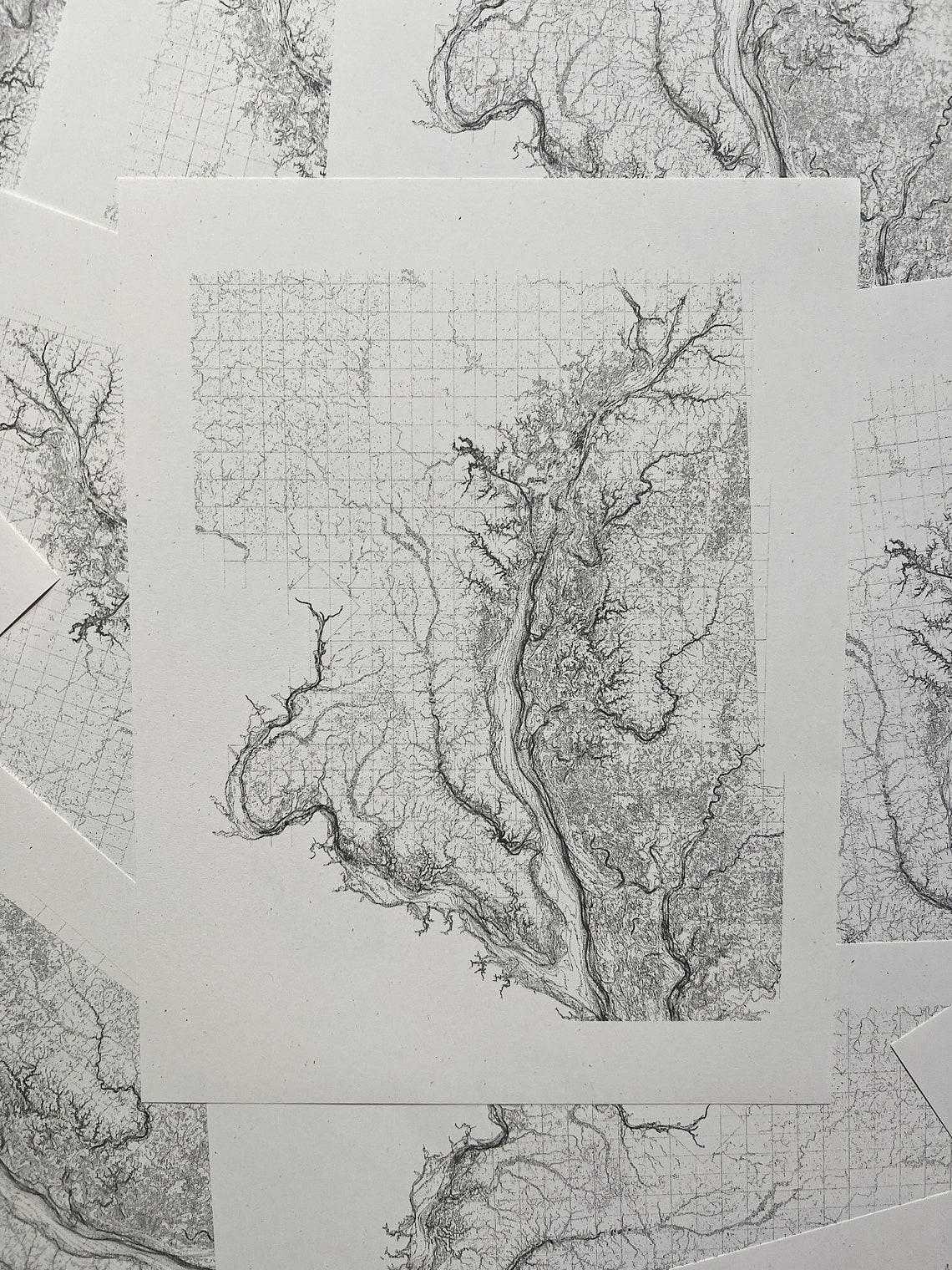 Topographic / Bathymetry Map of Chesapeake Bay With White - Etsy
