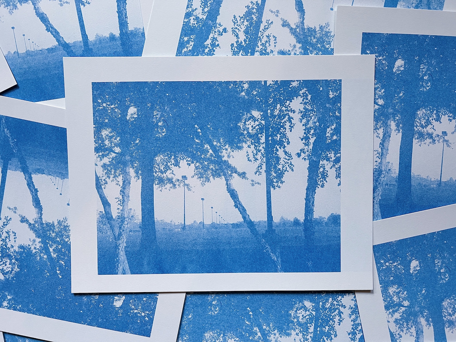 Risograph Photograph Print Series: Light Poles in Blue - Etsy
