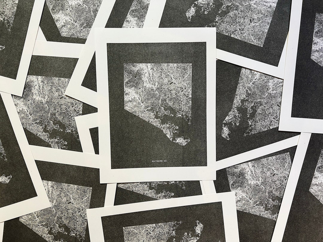 Topographic Map of Baltimore With Black Background - Etsy