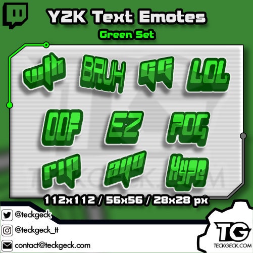 Y2K Twitch Text Emote Pack Full Set X 40 | Discord | Youtube | Facebook ...