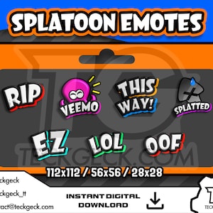 Splatoon Twitch Emotes X15 This Way, Woomy, Rip, Lol, Gg, F, Booyah ...