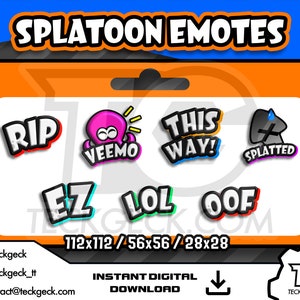 Splatoon Twitch Emotes X15 This Way, Woomy, Rip, Lol, Gg, F, Booyah ...