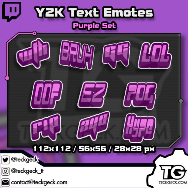 Y2K Twitch Text Emote Pack Full Set X 40 | Discord | Youtube | Facebook ...