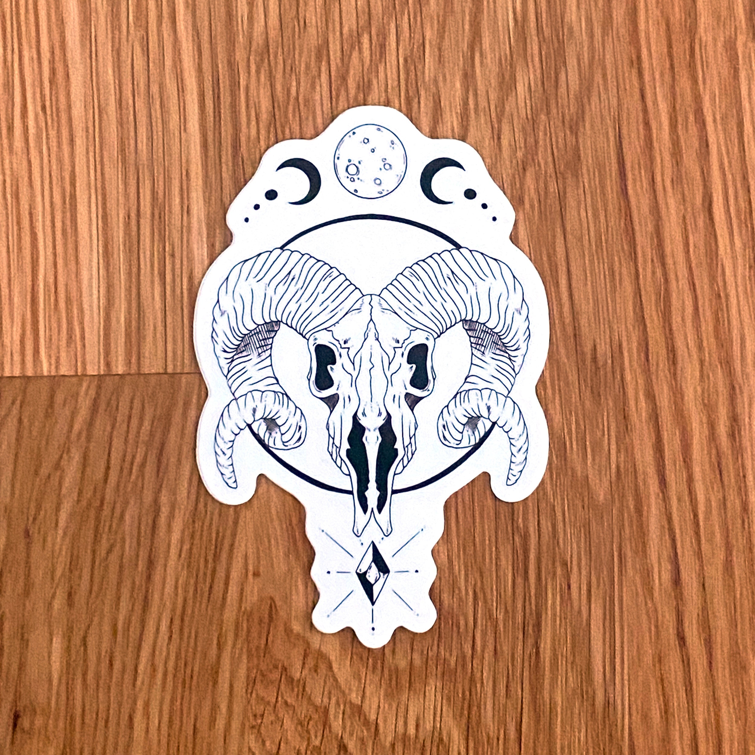 Ram Skull Moon Sticker | Gothic Aries Zodiac Decal | Occult Celestial ...