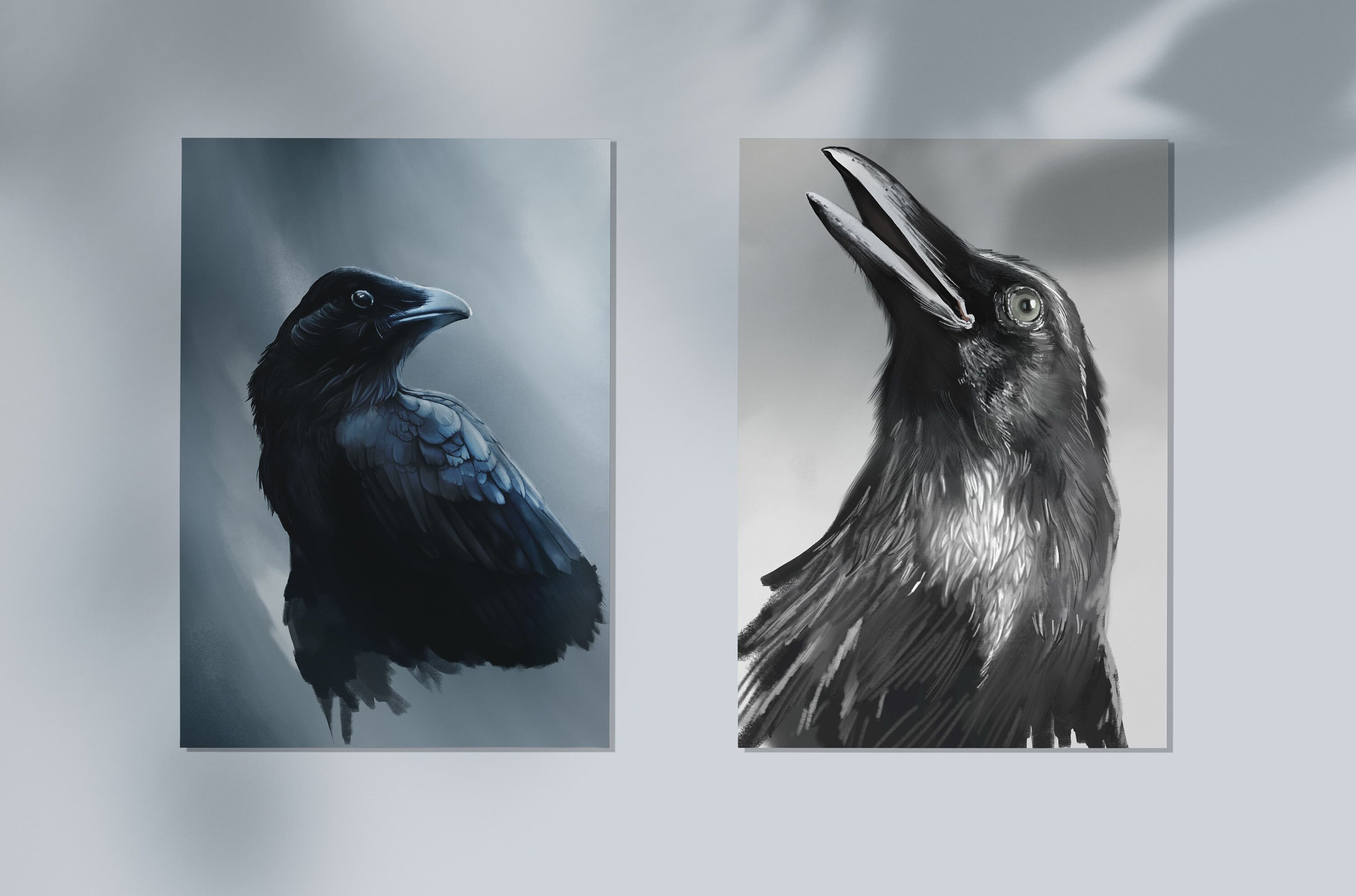 Raven Crow Elegant Art Print A5 Illustration Wall Decoration Wall Art ...