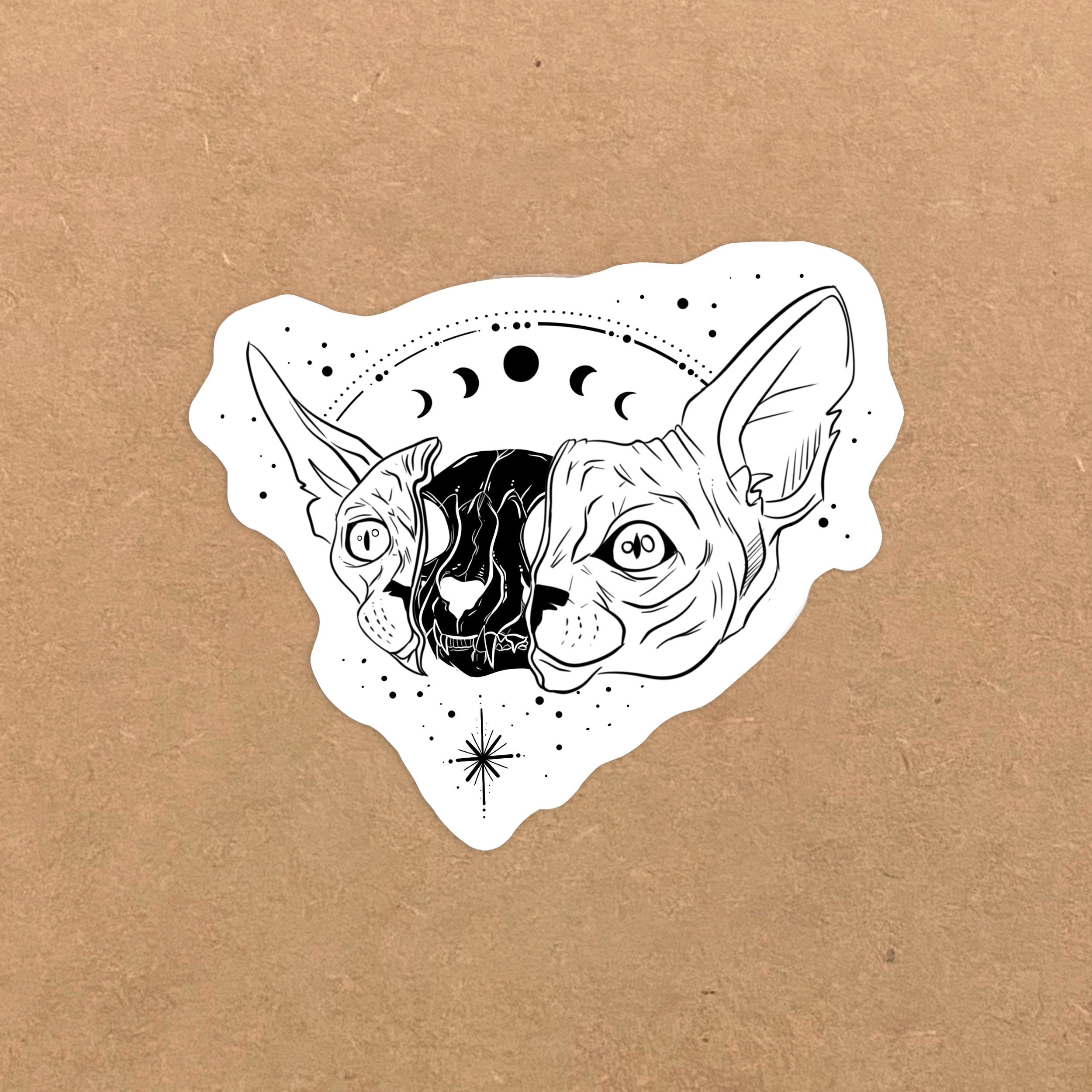 Sphynx Cat Skull Sticker | Gothic Hairless Cat Decal | Witchy Tattoo ...