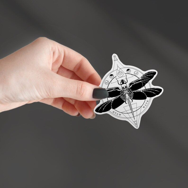 Dragonfly Skeleton Skull Sticker Gothic Tattoo Style Durable Vinyl - Etsy