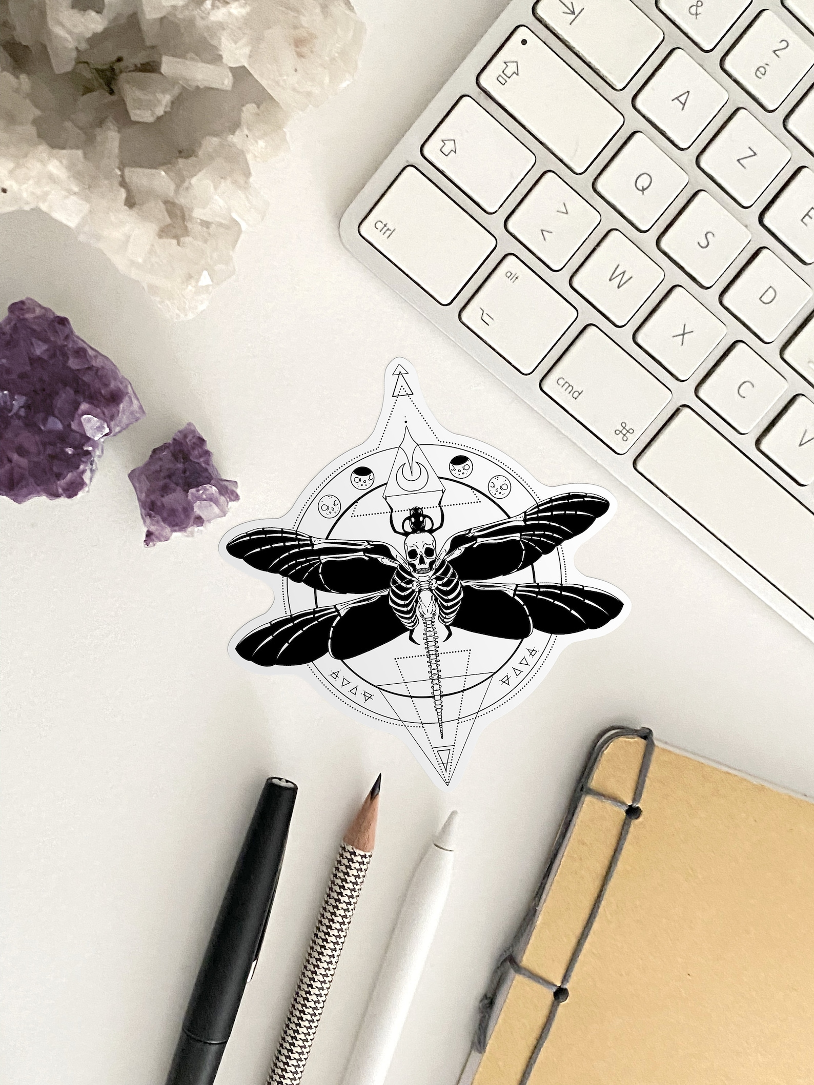 Dragonfly Skeleton Sticker | Gothic Insect Tattoo Decal | Esoteric ...