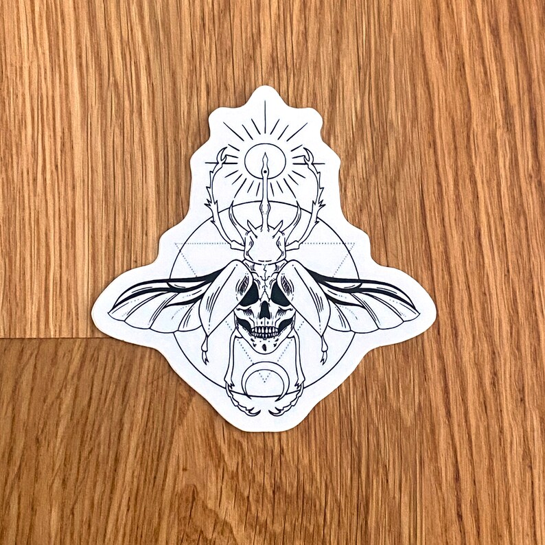 Scarab Skull and Crossbones Sticker Gothic Tattoo Style in Black and ...