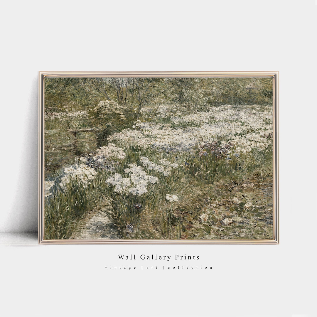 Spring Flower Field | Vintage Oil Painting | PRINTABLE Digital Art ...