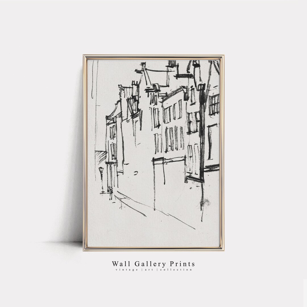 Minimalist Town Sketch | Abstract Cityscape | PRINTABLE Digital Art ...