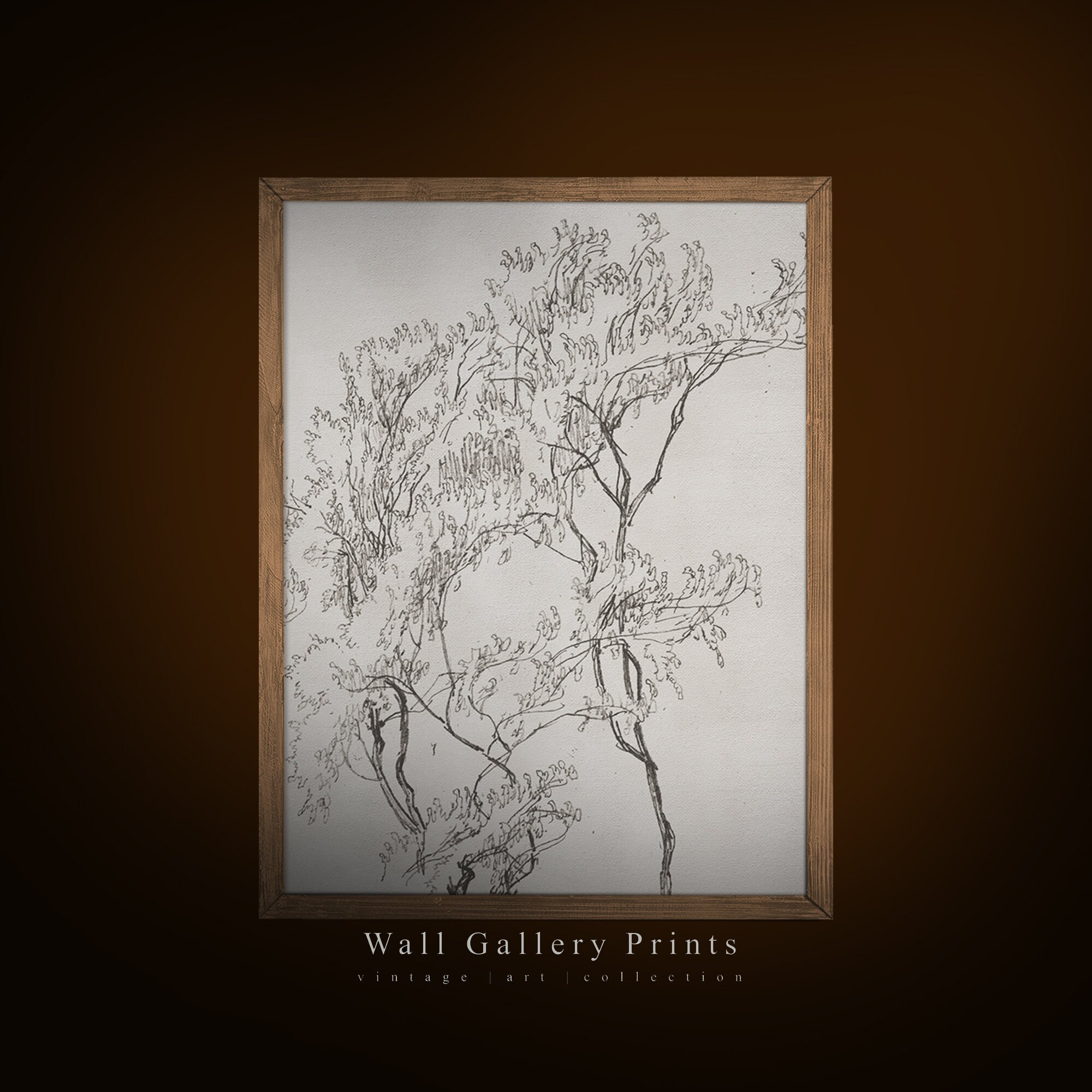 Rustic Tree Sketch | Fall Shelf Decor | PRINTABLE Digital Art #247S - Etsy