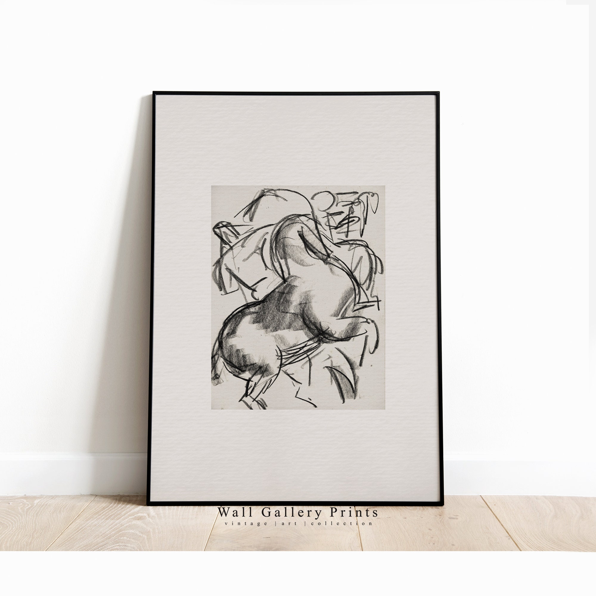 Minimalist Sketch of a Horse Rider | Abstract Etching Decor | PRITNABLE ...