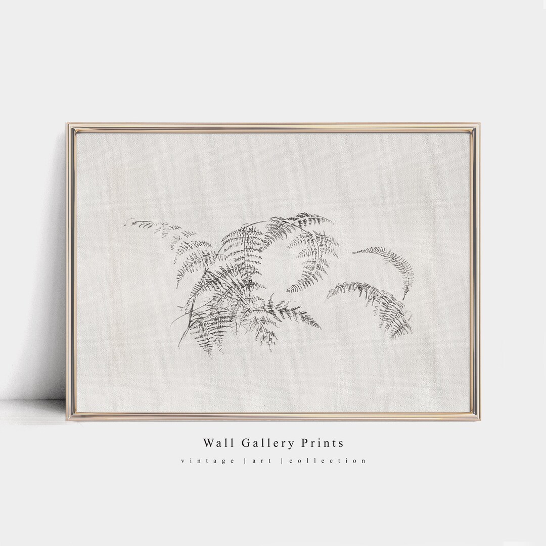 Minimalist Fern Sketch | Country Farmhouse Print | Art Digital ...