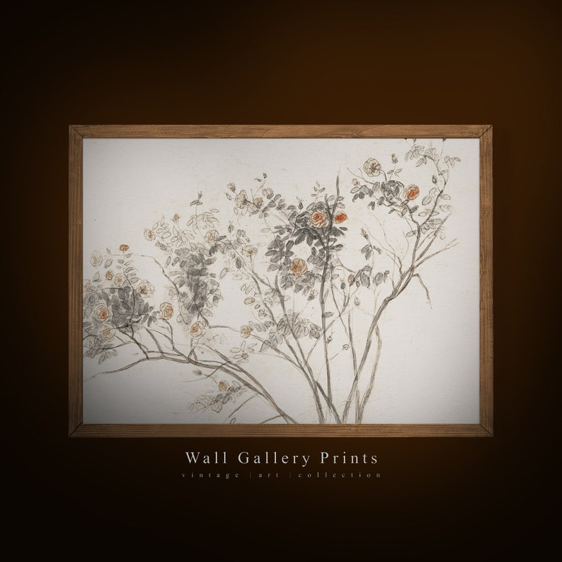 Simple Flower Sketch Rustic Botanical Print PRINTABLE - Etsy
