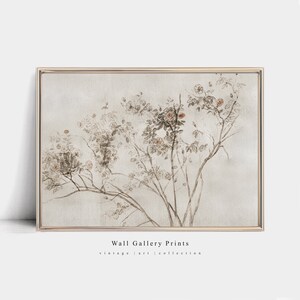 Simple Flower Sketch Rustic Botanical Print PRINTABLE Digital Arty 001P ...