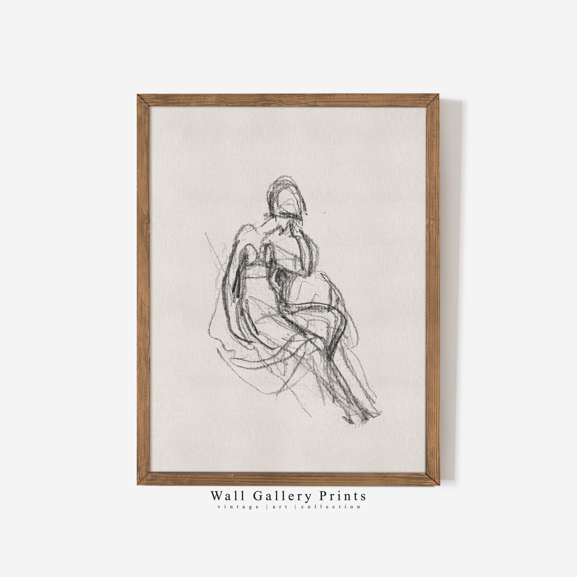 Antique Line Drawing Vintage Abstract Sketch Woman Art - Etsy