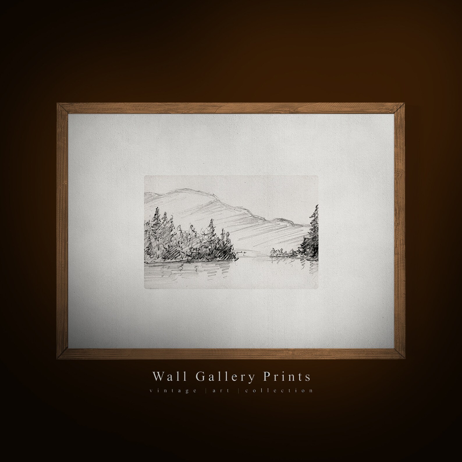 Mountain View Simple Light Drawing | Cabin Home Decor | PRITNABLE ...