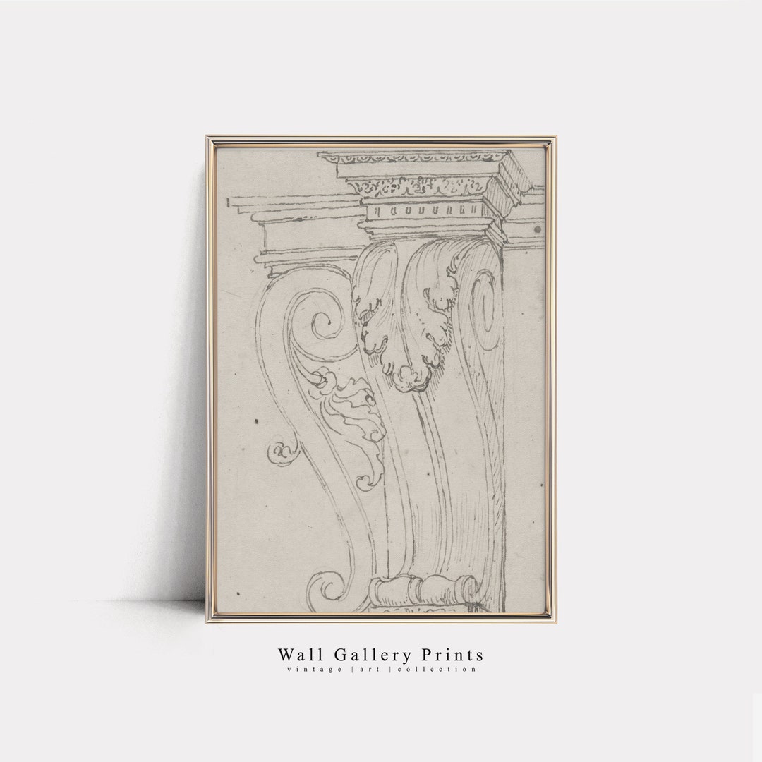 Architecture Detail Column Vintage Line Drawing PRINTABLE Digital Art ...