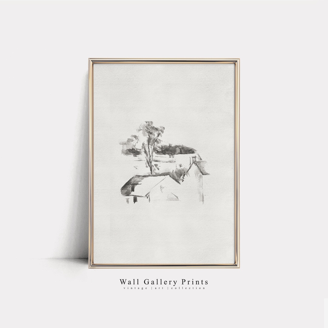 Rustic Abstract Landscape Vintage Nature Drawing Watercolor Digital ...