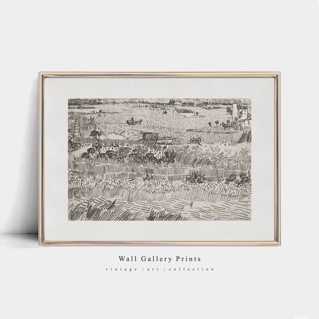 Antique Farmscape Sketch | Vintage Abstract Drawing Art Print | Digital ...