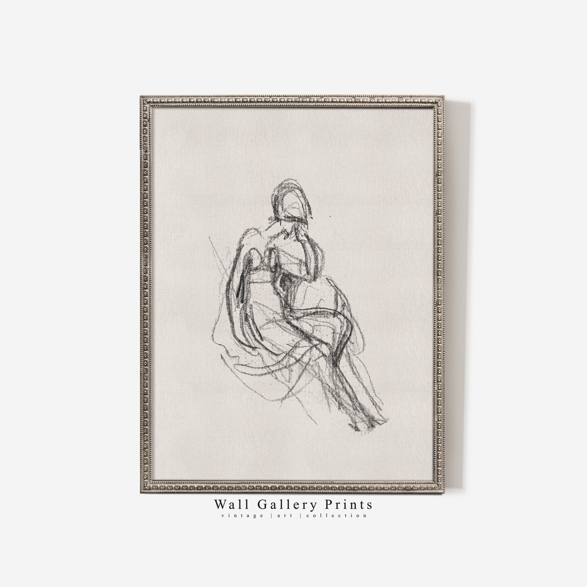 Antique Line Drawing Vintage Abstract Sketch Woman Art - Etsy