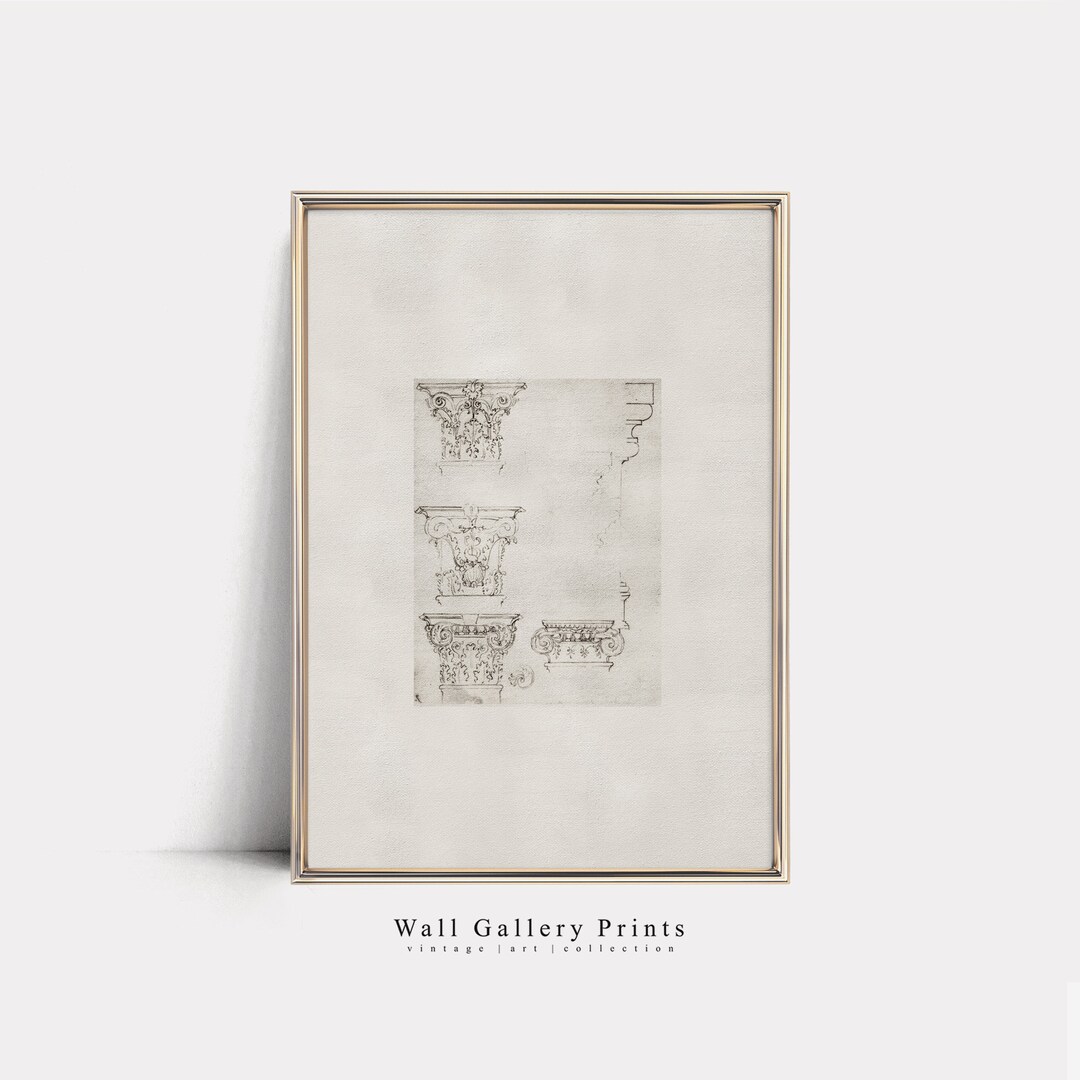 Corinthian Column Sketch | Vintage Rustic Print | PRINTABLE Digital Art ...