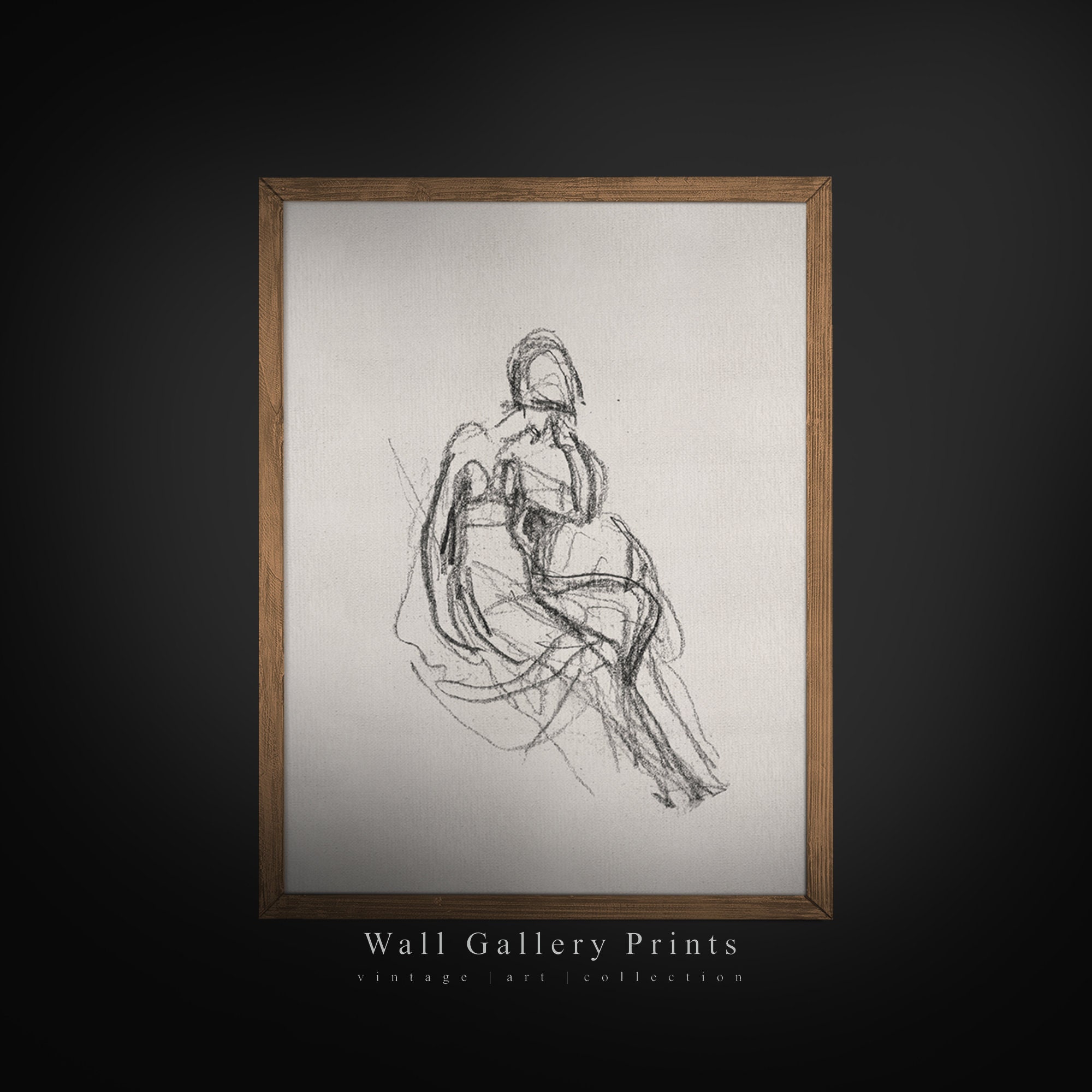 Antique Line Drawing Vintage Abstract Sketch Woman Art - Etsy