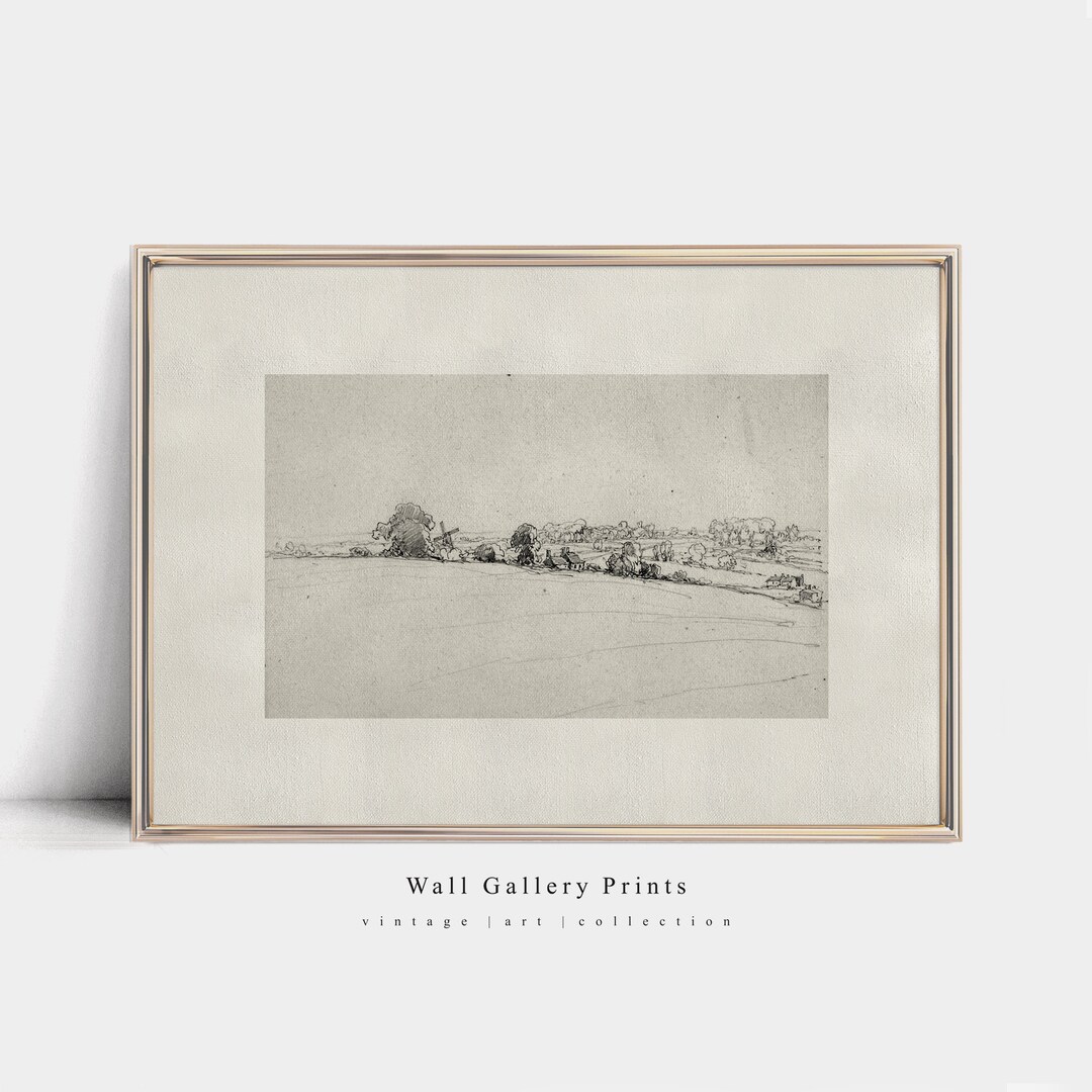 Antique Farm Sketch | Vintage Abstract Drawing Art Print | Digital ...