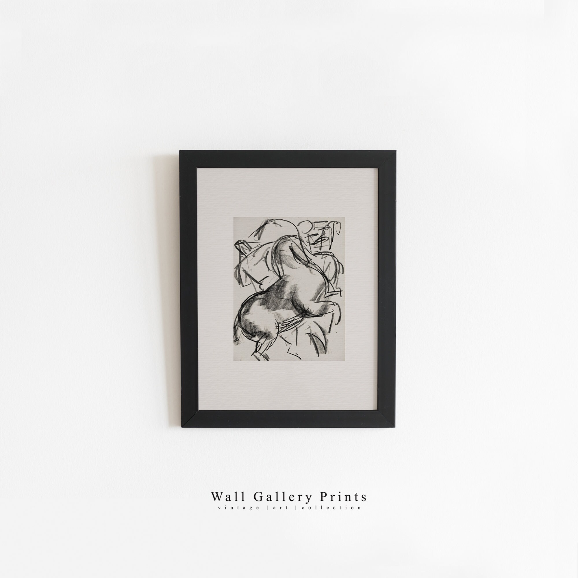 Minimalist Sketch of a Horse Rider | Abstract Etching Decor | PRITNABLE ...