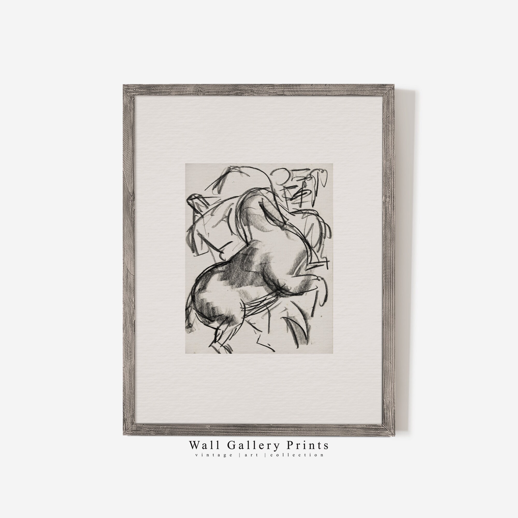 Minimalist Sketch of a Horse Rider | Abstract Etching Decor | PRITNABLE ...