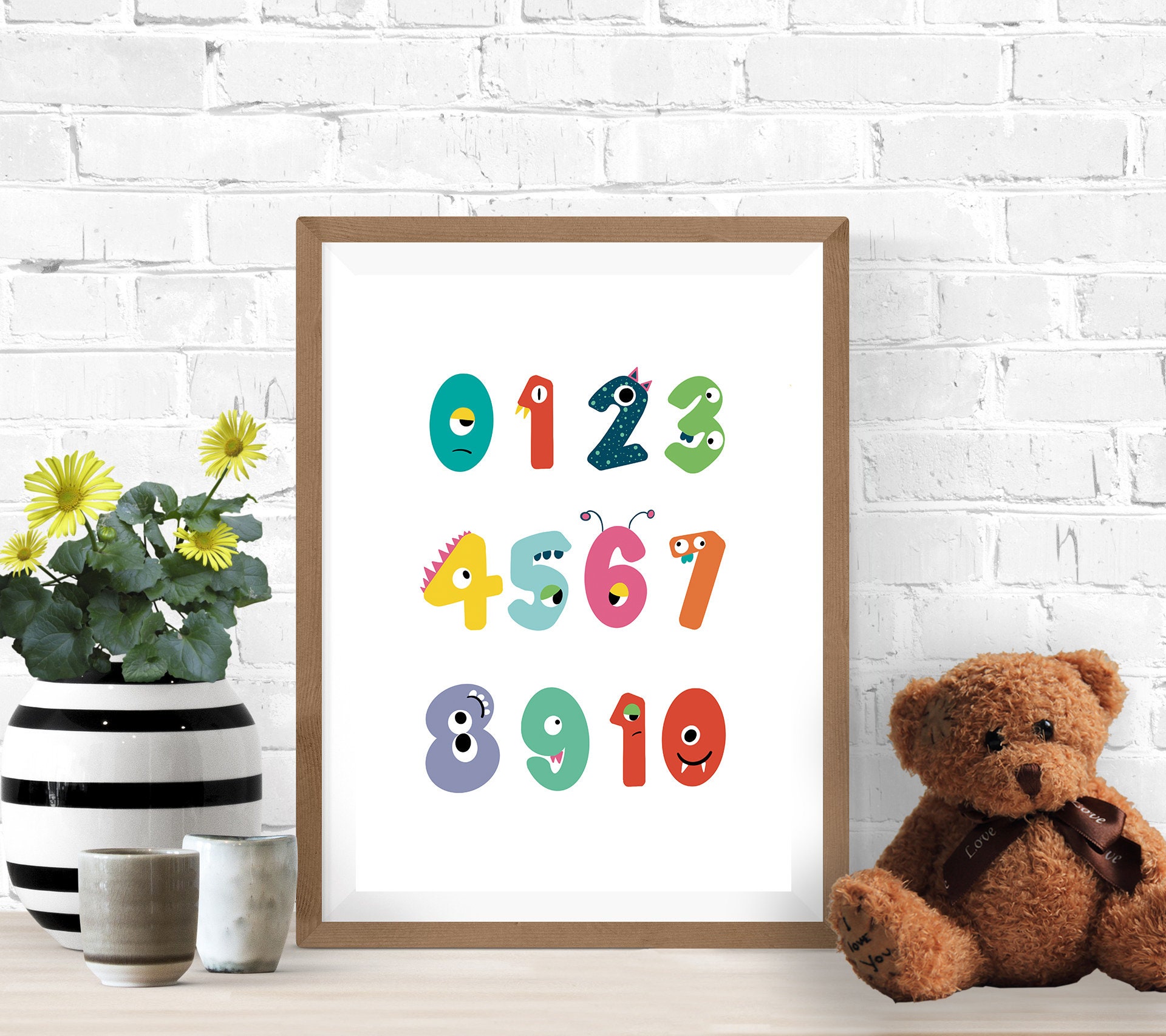 Monsters Printable Alphabet and Numbers Wall Art,set of 2 Playroom Kids ...