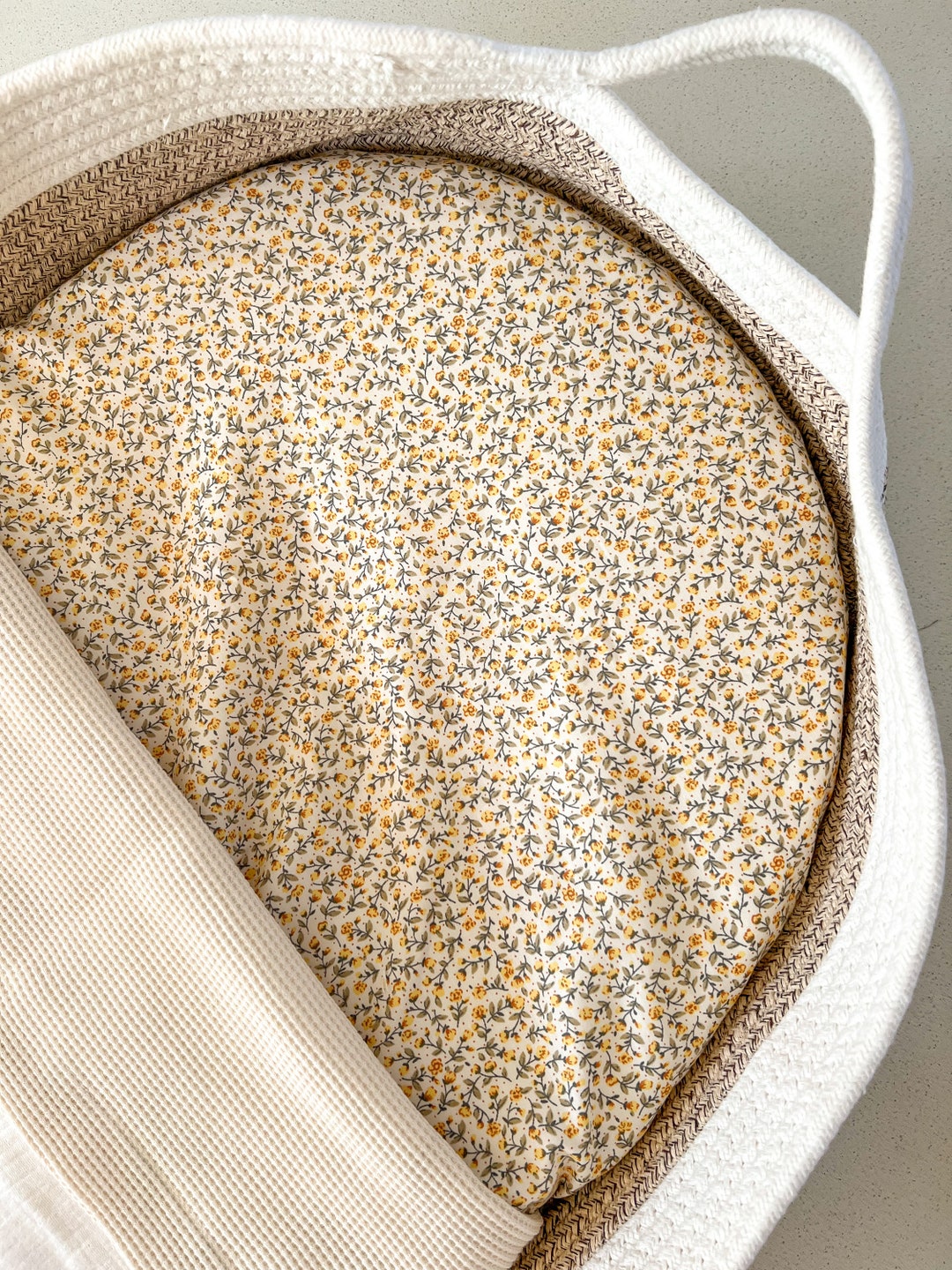 Handmade Cot Sheets / Custom Sized Cot Sheets/ Yellow Ditsy Floral Cot ...