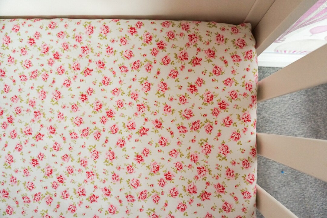 Handmade Cot Sheets / Custom Sized Cot Sheets/ Rose Floral Cot Bed ...
