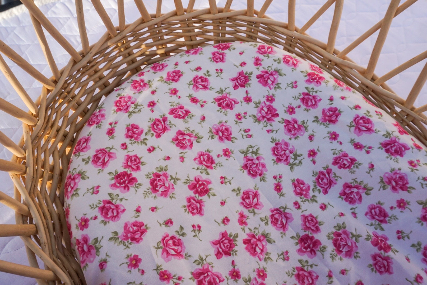 Handmade Cot Sheets / Custom Sized Cot Sheets/ Rose Floral Cot Bed ...